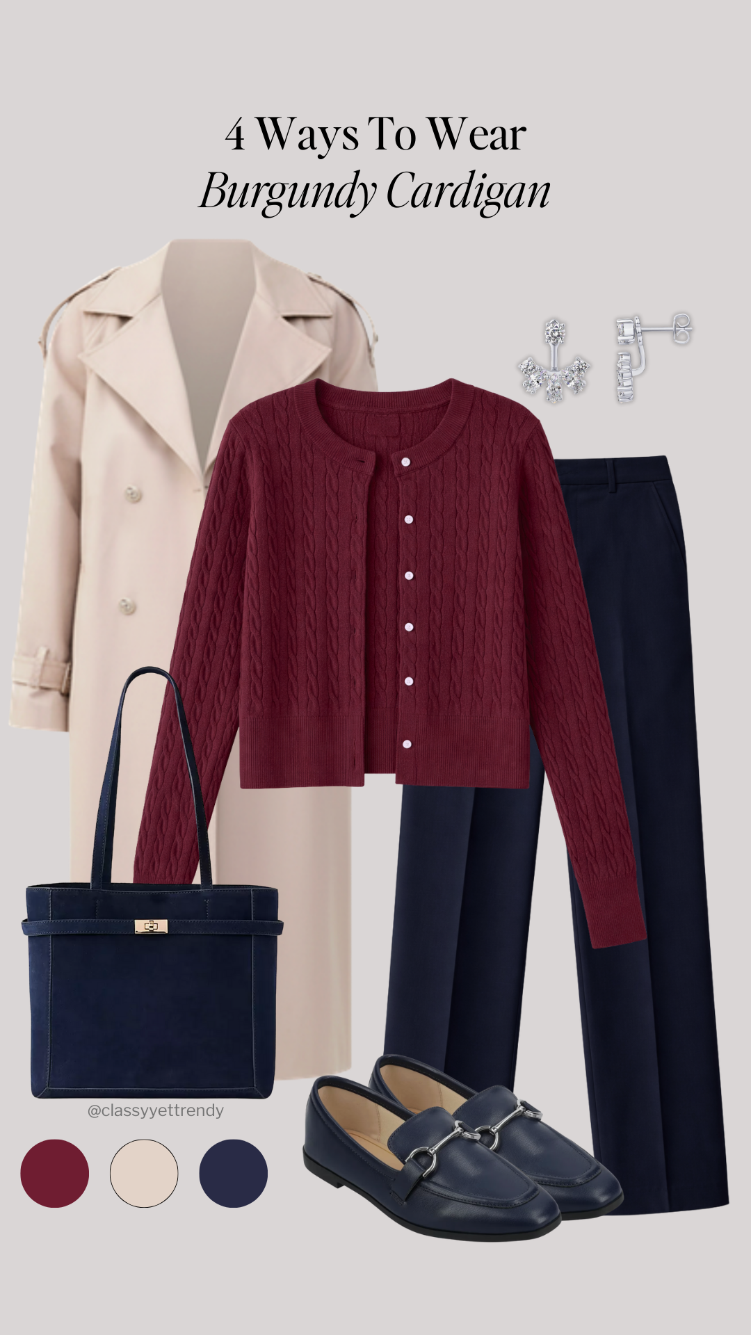 4 Ways To Wear A Burgundy Cardigan: Trending Color for Winter 2025/2026